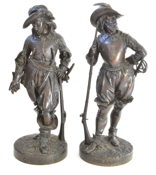 Edmond Lévêque | A Pair of French Gil Blas and Rolando Bronze Figures | MutualArt