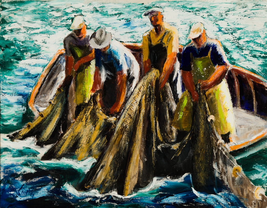 Emily Muir | Seine Boat, Fishermen Pulling the Nets | MutualArt