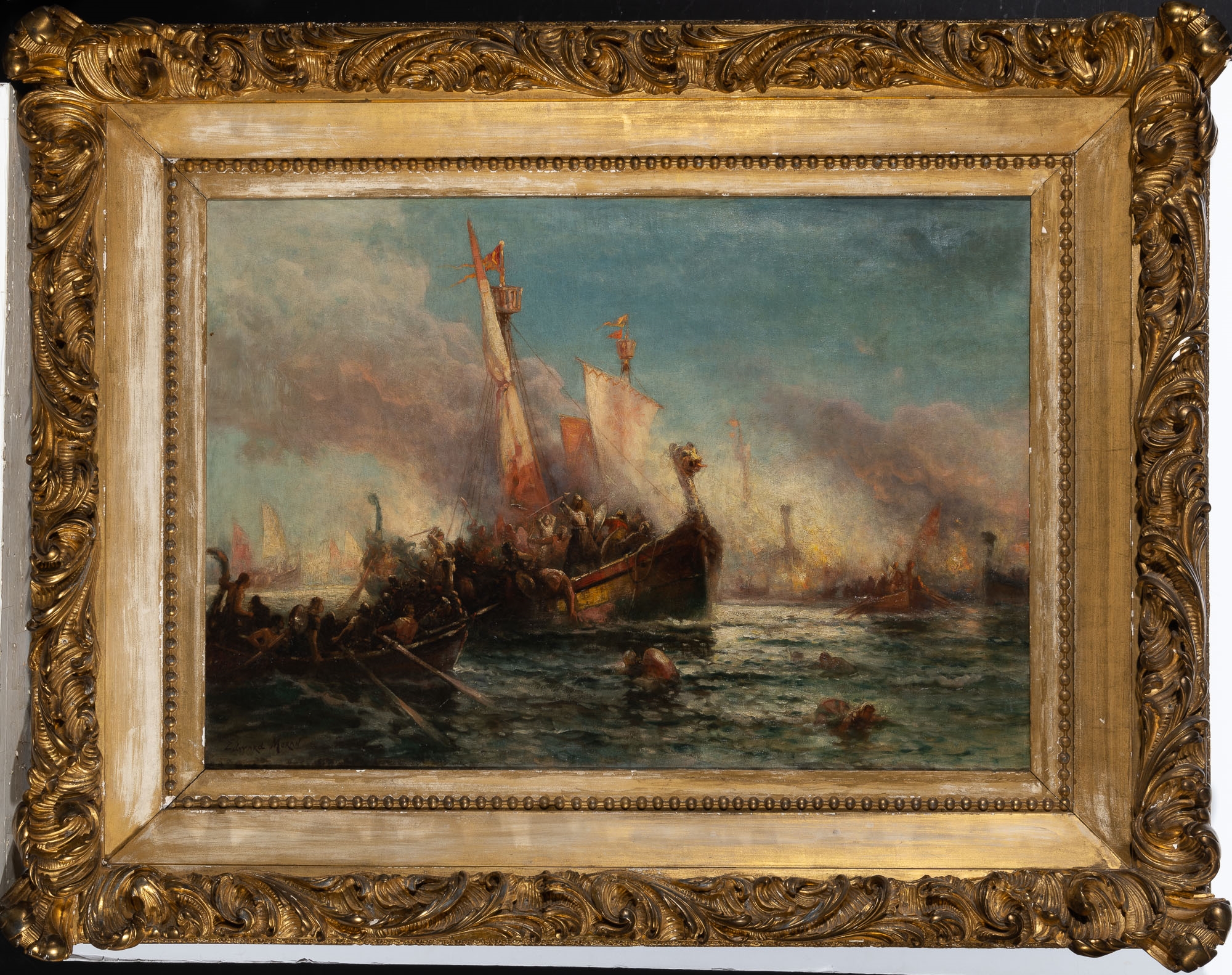 Edward Moran | Naval Battle Scene | MutualArt