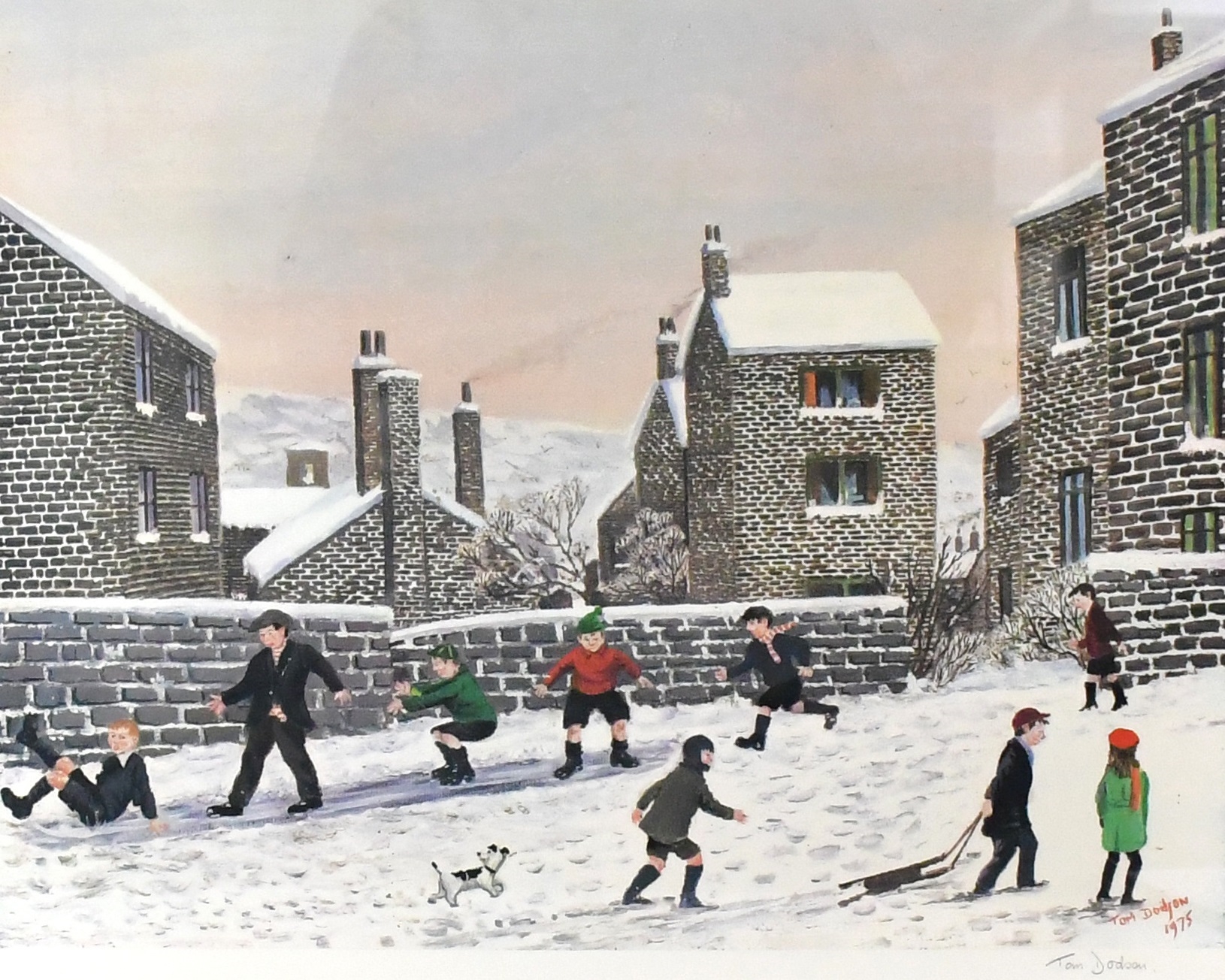 Tom Dodson | children playing on a snowy street | MutualArt
