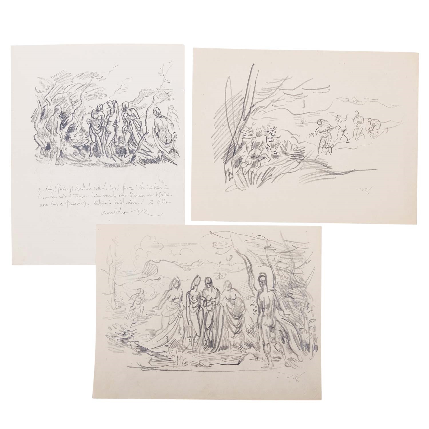 Richard Ziegler | ZIEGLER, RICHARD (1891-1992), 3 Bleistiftentwürfe zu ...