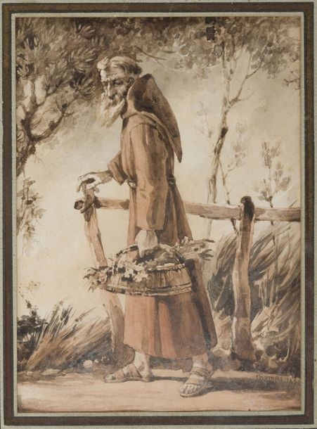 Antoine Jean-Baptiste Thomas | Hermit in a landscape lines (1822 ...