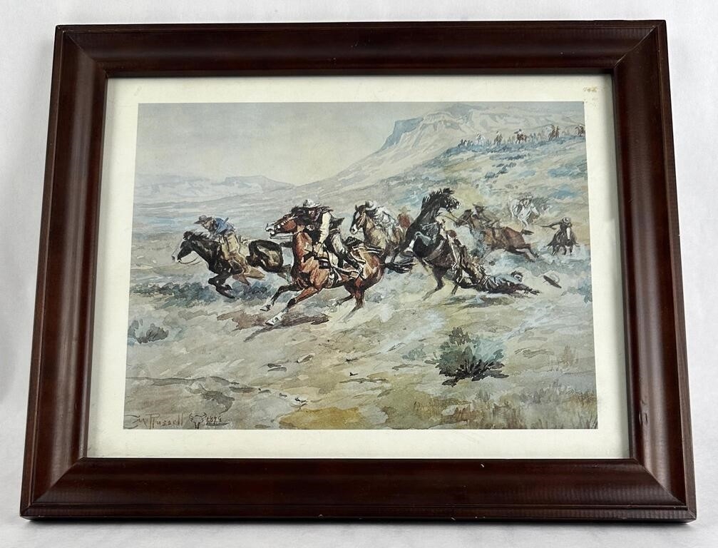 Charles Marion Russell | Charles M Russell Print The Surprise Attack | MutualArt
