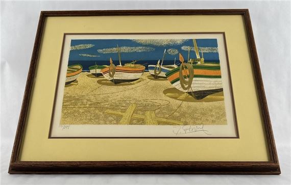 Yves Ganne | Yves Ganne Signed Lithograph of Boats | MutualArt