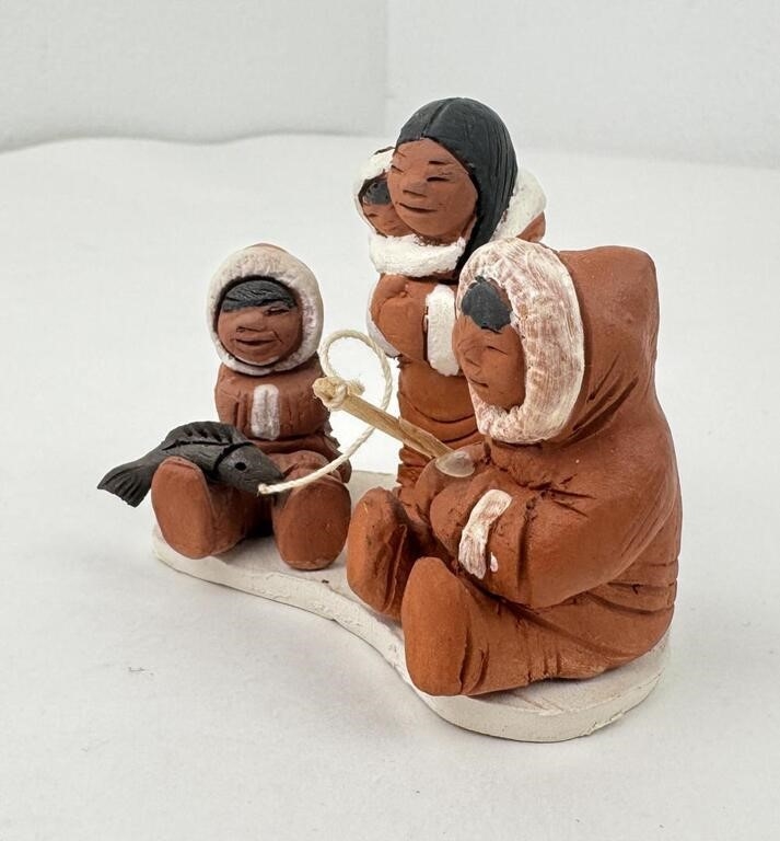 Elja Seras | Elja Seras Inuit Native Pottery Figurine Group | MutualArt