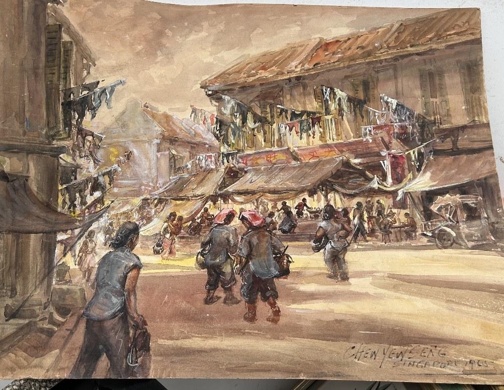 Chew Yew Seng | A large Chew Yew Seng study on card of Singapore 1965 ...
