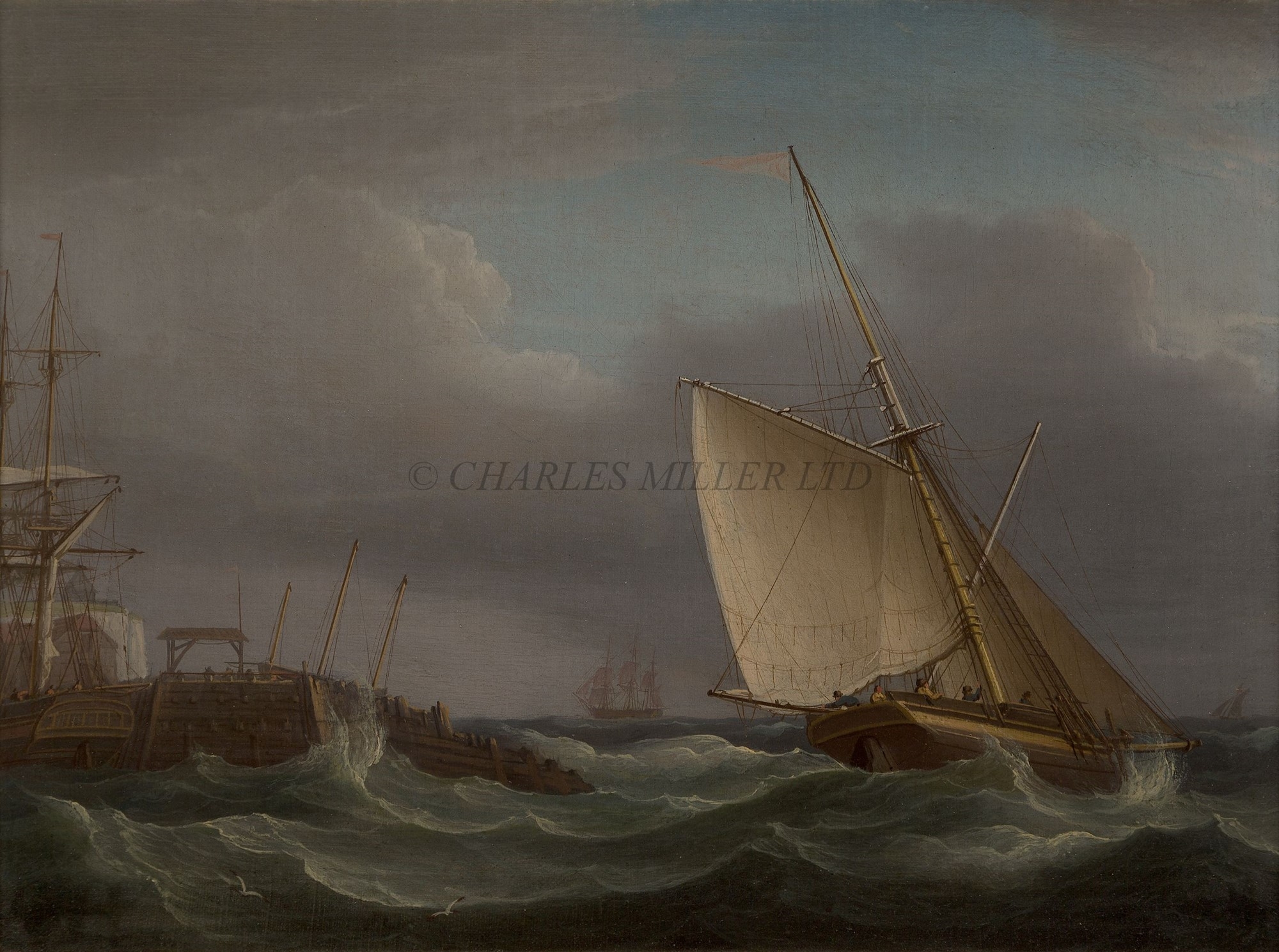 Thomas Whitcombe | Study of a cutter leaving the harbour | MutualArt
