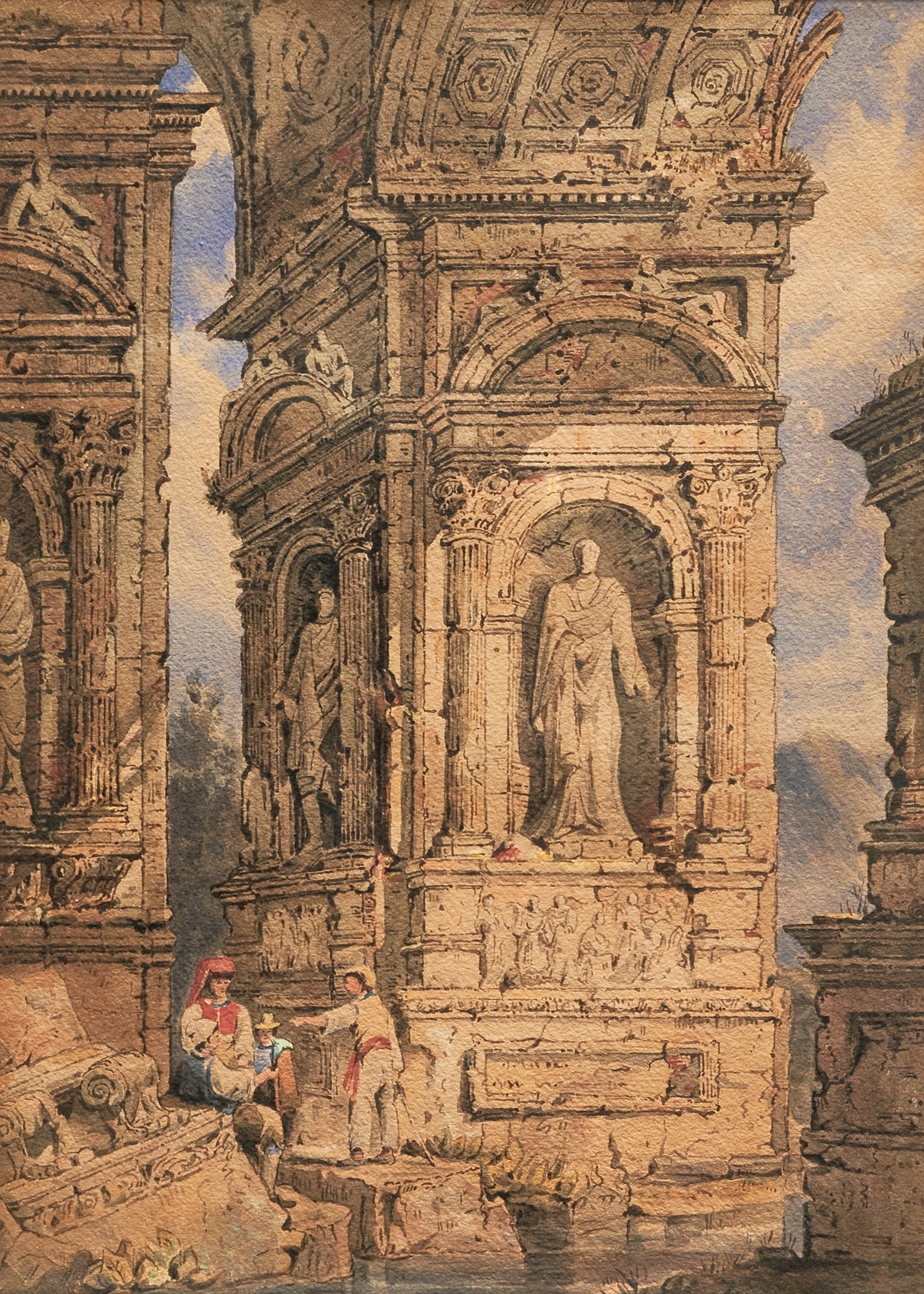 Samuel Prout | Figures within Neoclassical ruins | MutualArt