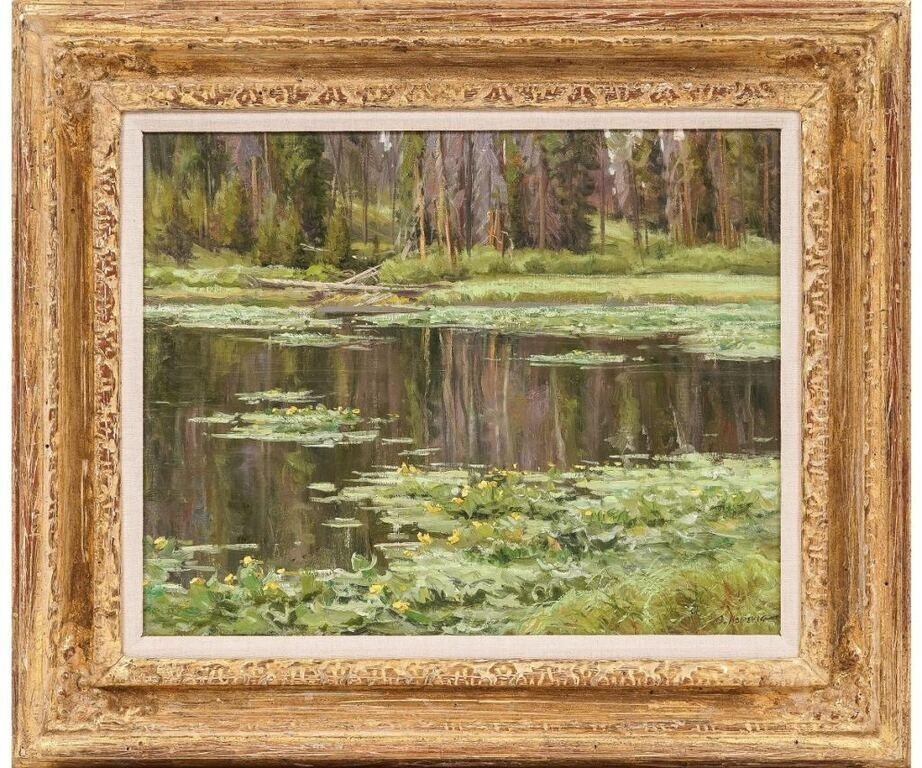 Clyde Aspevig | CLYDE ASPEVIG OIL ON CANVAS WATER LILIES (1985) | MutualArt