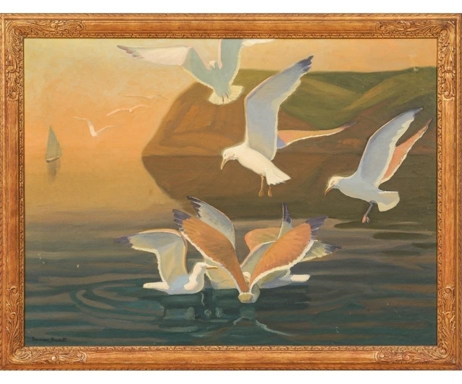 Truman Edmund Fassett | TRUMAN FASSETT OIL ON CANVAS SEAGULLS | MutualArt