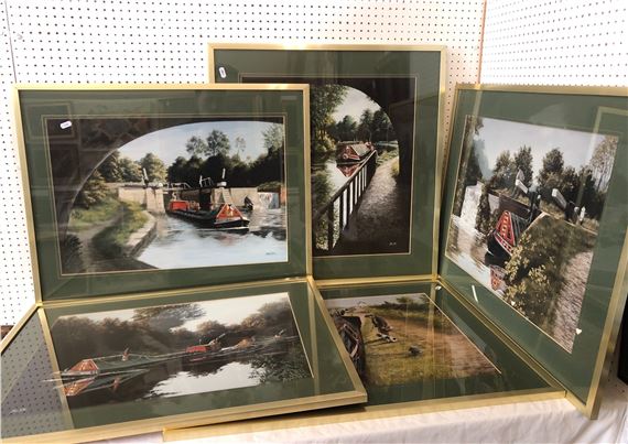 Alan Firth | After Alan Firth - Five of paintings of canal boats, all ...