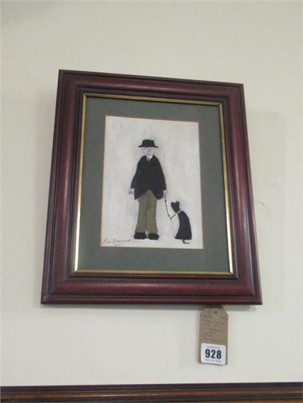 Jim Trueman | OIL ON BOARD MAN WITH DOG BY JIM TRUEMAN | MutualArt