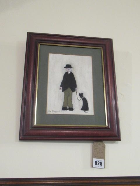 Jim Trueman | OIL ON BOARD MAN WITH DOG BY JIM TRUEMAN | MutualArt