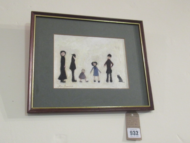 Jim Trueman | OIL ON BOARD FIVE FIGURES WITH DOG BY JIM TRUEMAN | MutualArt