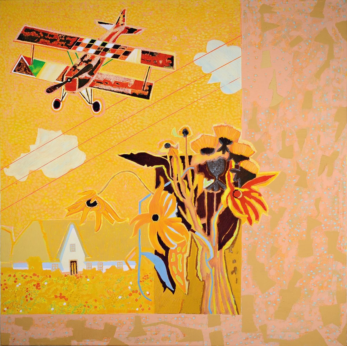 Dimitar Petrov | composition with floral still life and airplane over ...