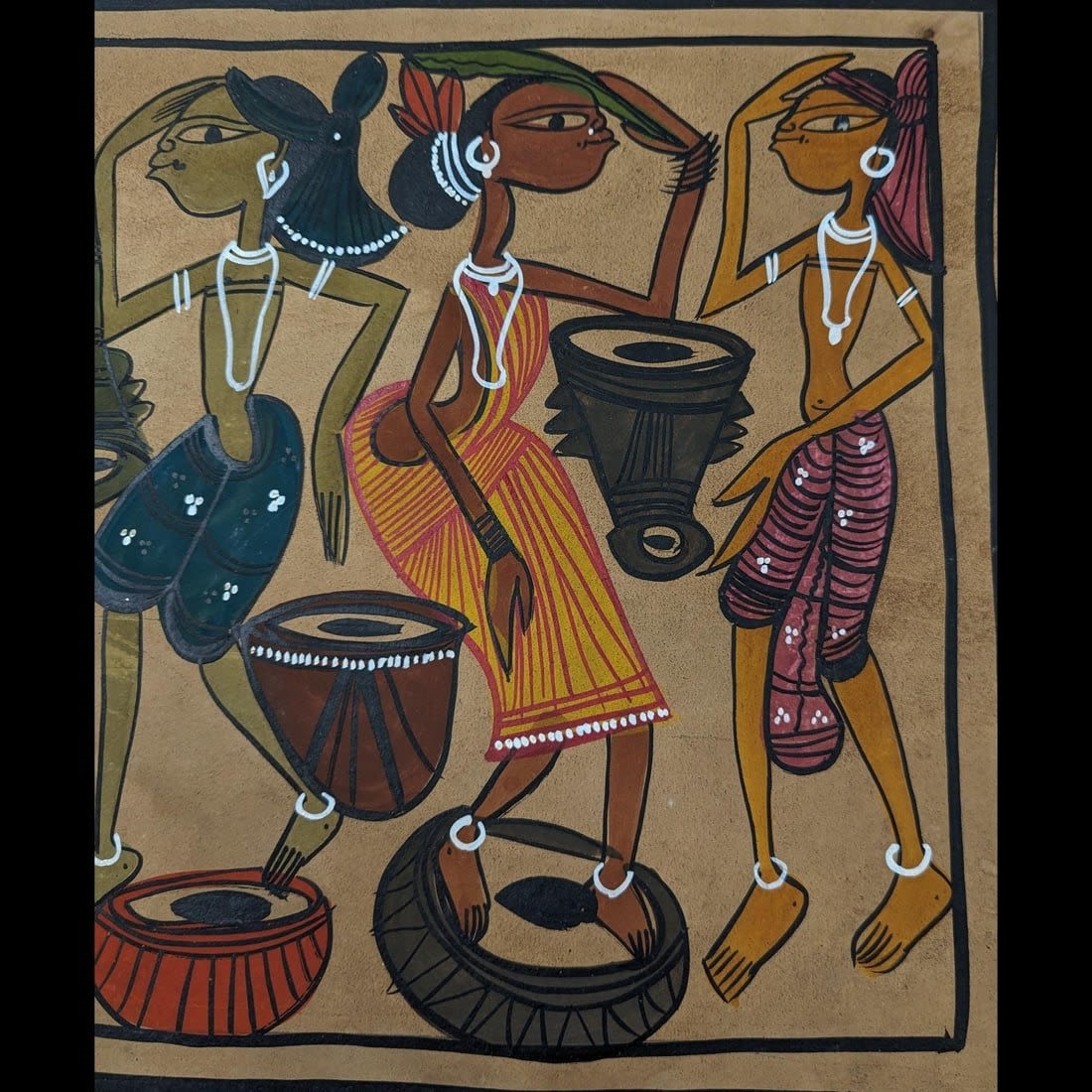 Indian School | Indian Tribal Santhal Pat Painting In Organic Colors ...