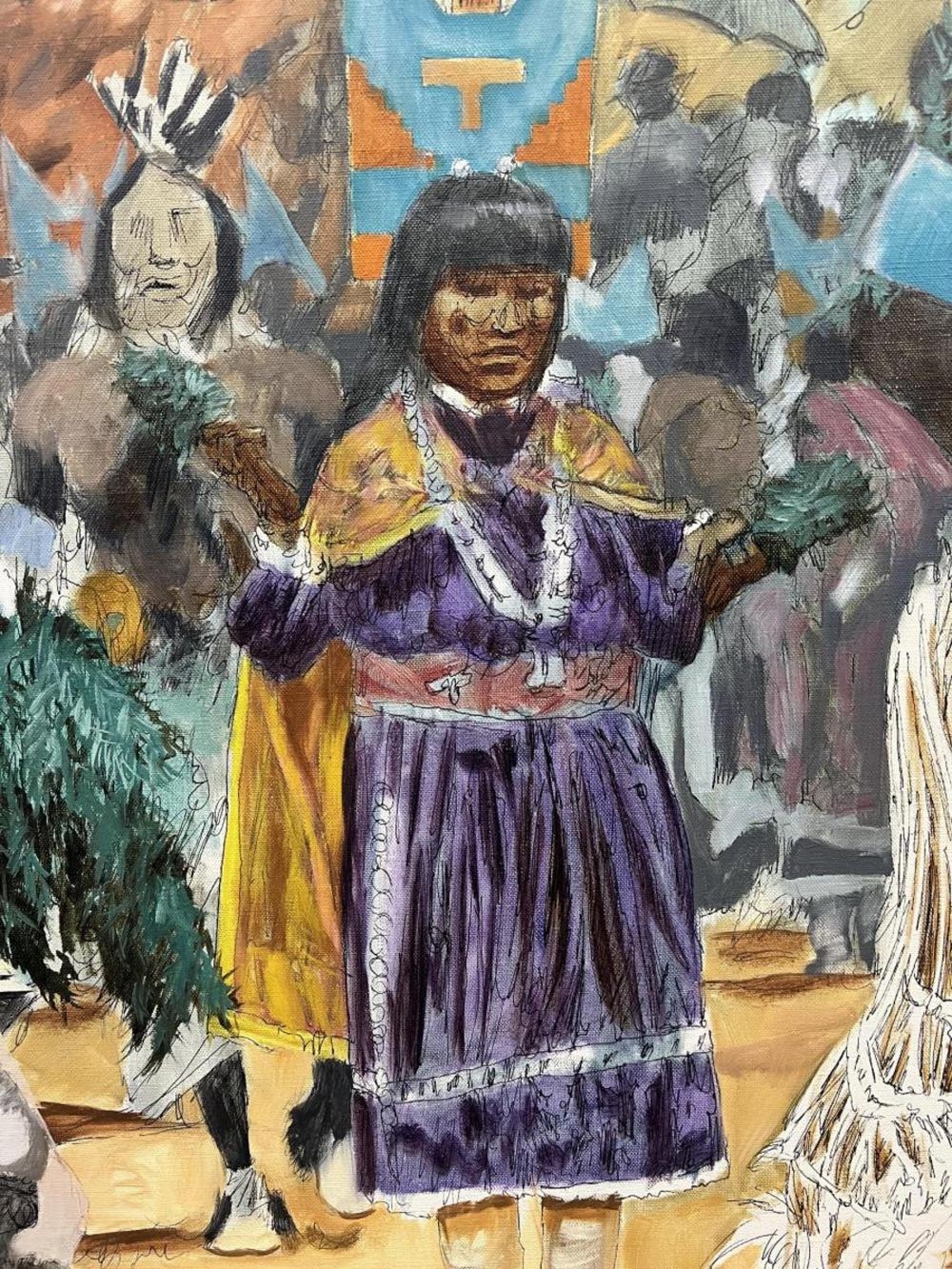 Thomas E. Mails | A Thomas Mails Ceremonial Dance Oil On Canvas | MutualArt