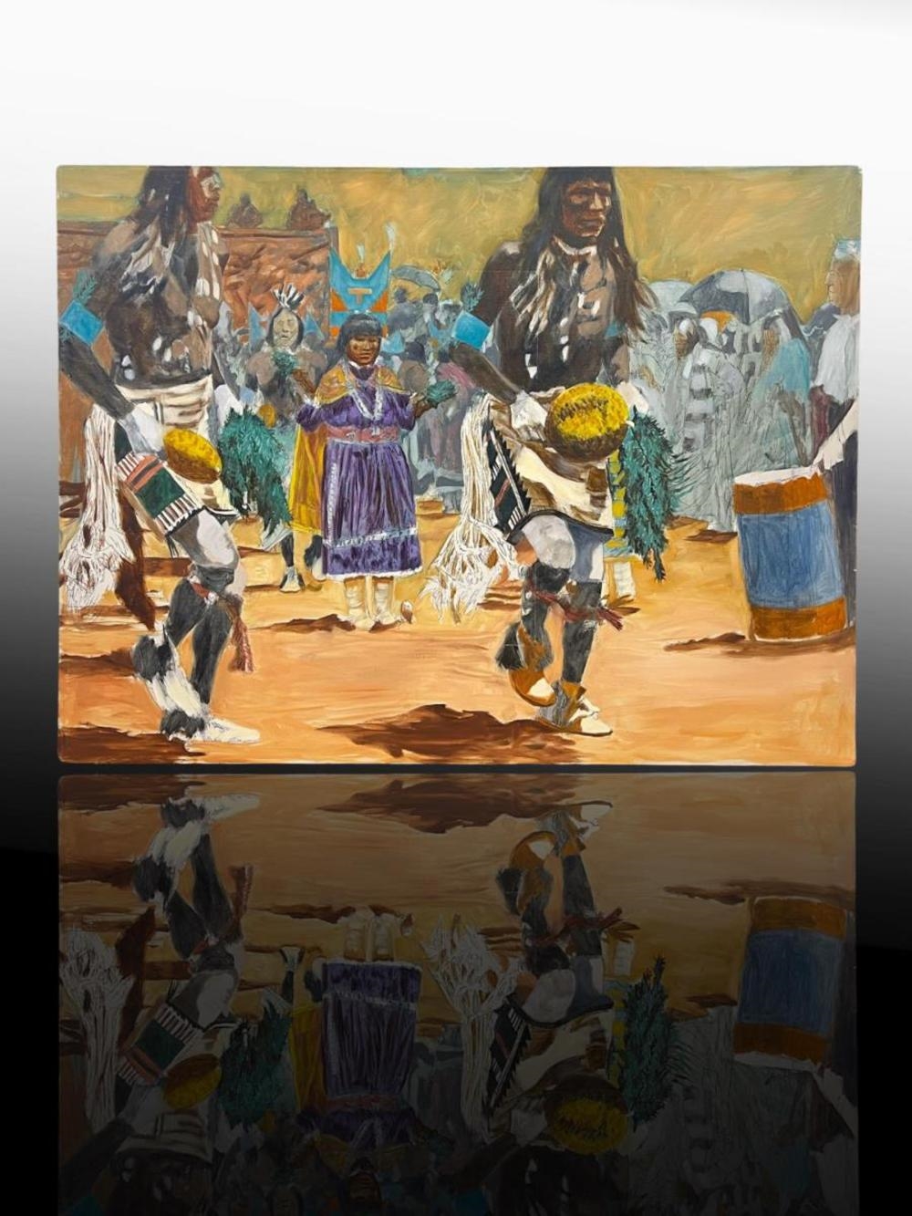Thomas E. Mails | A Thomas Mails Ceremonial Dance Oil On Canvas | MutualArt