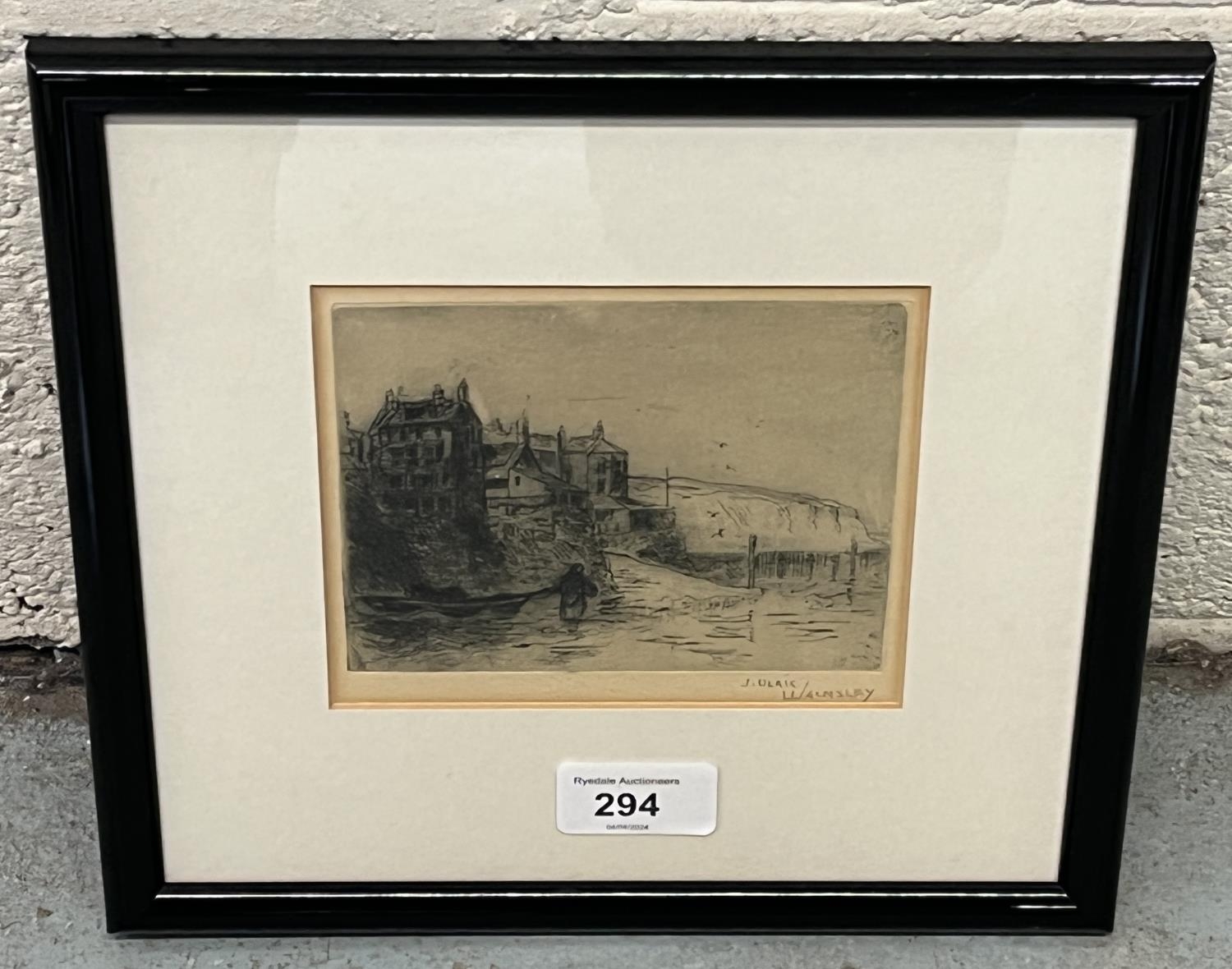 James Ulric Walmsley | Robin Hoods Bay, monochrome | MutualArt