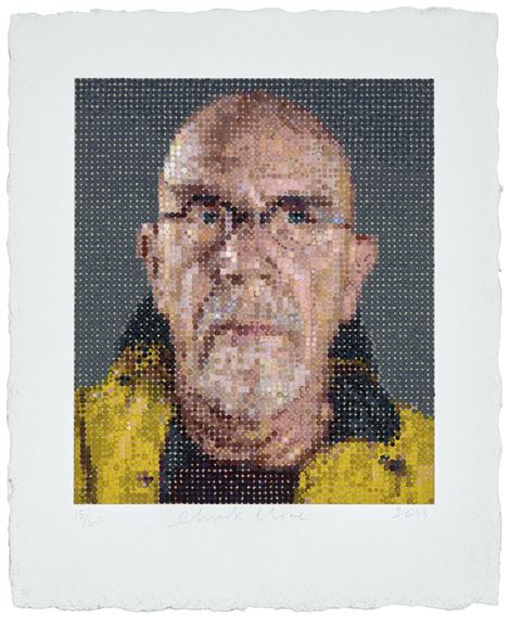 Chuck Close | Self Portrait (Yellow Raincoat) (2011 - 2012) | MutualArt