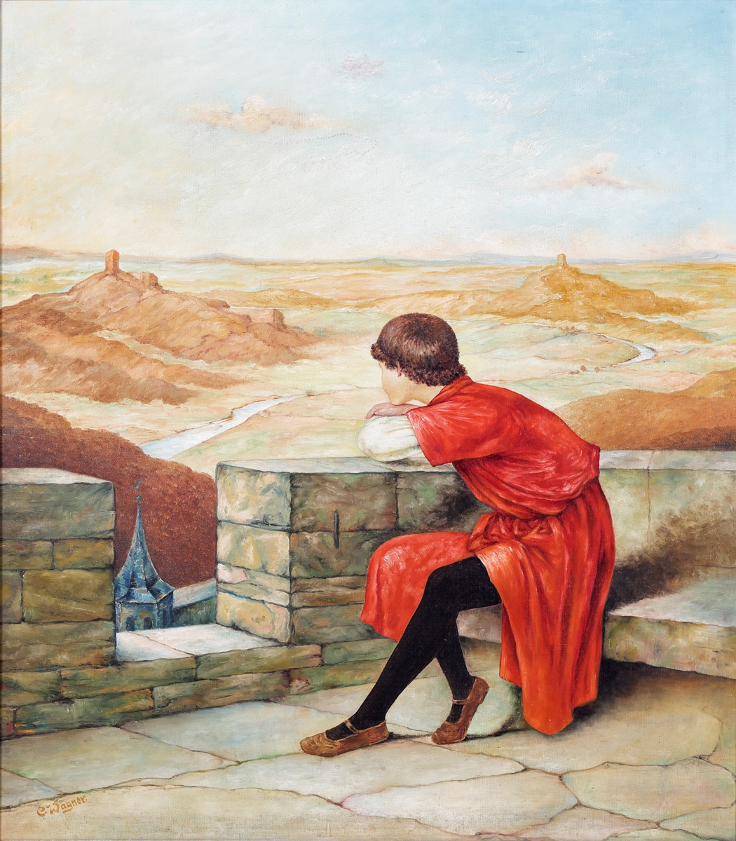 Carl Wagner | Fernweh (Ein mittelalterlich gekleideter Knabe blickt von ...