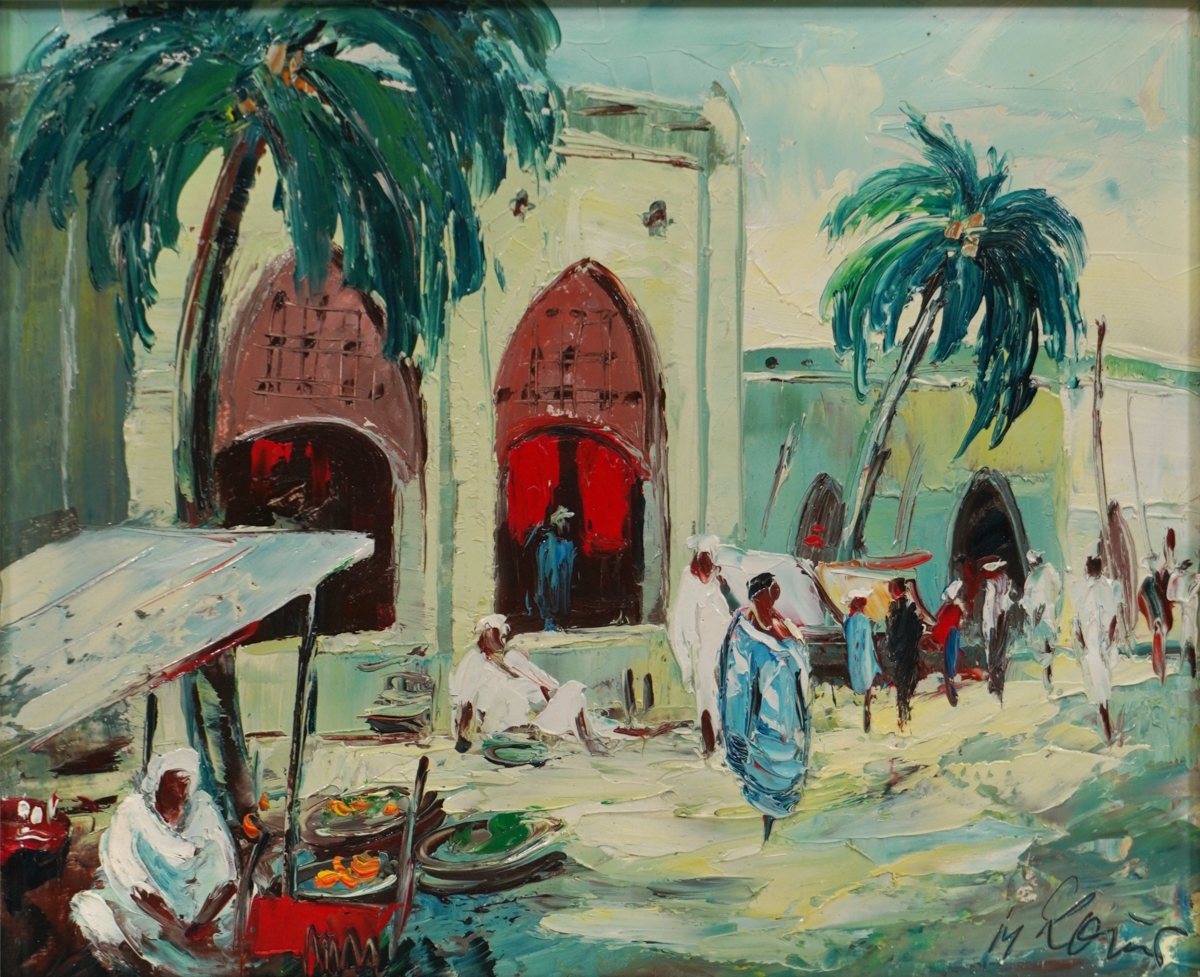 Heinz Maria Lauer | Gebetsklause in Marrakesch mit Markt | MutualArt