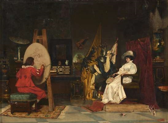 Arturo Ricci | Artist and Model in the Studio (1854) | MutualArt