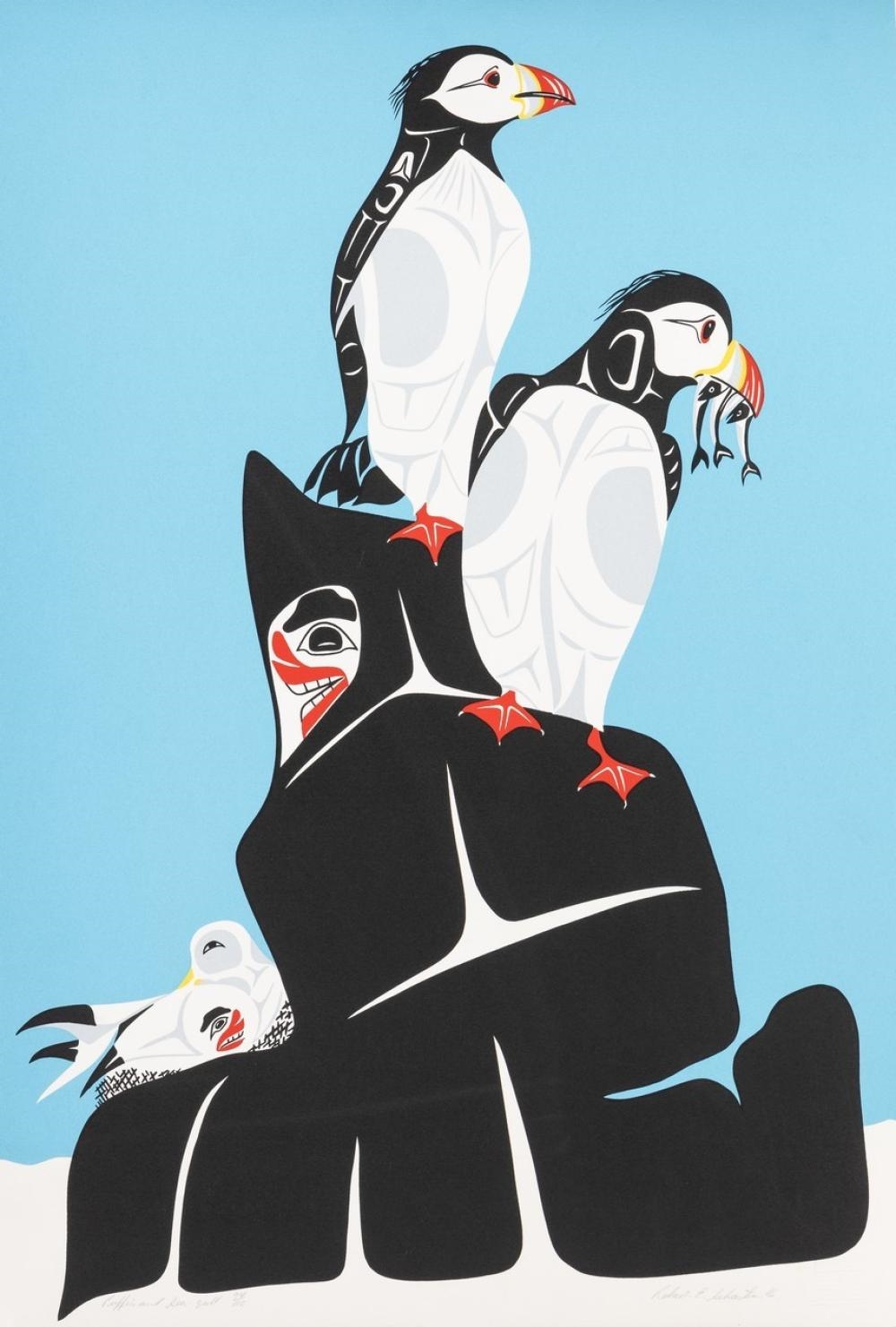 Robert E. Sebastian | Puffin and Seagull (86) | MutualArt