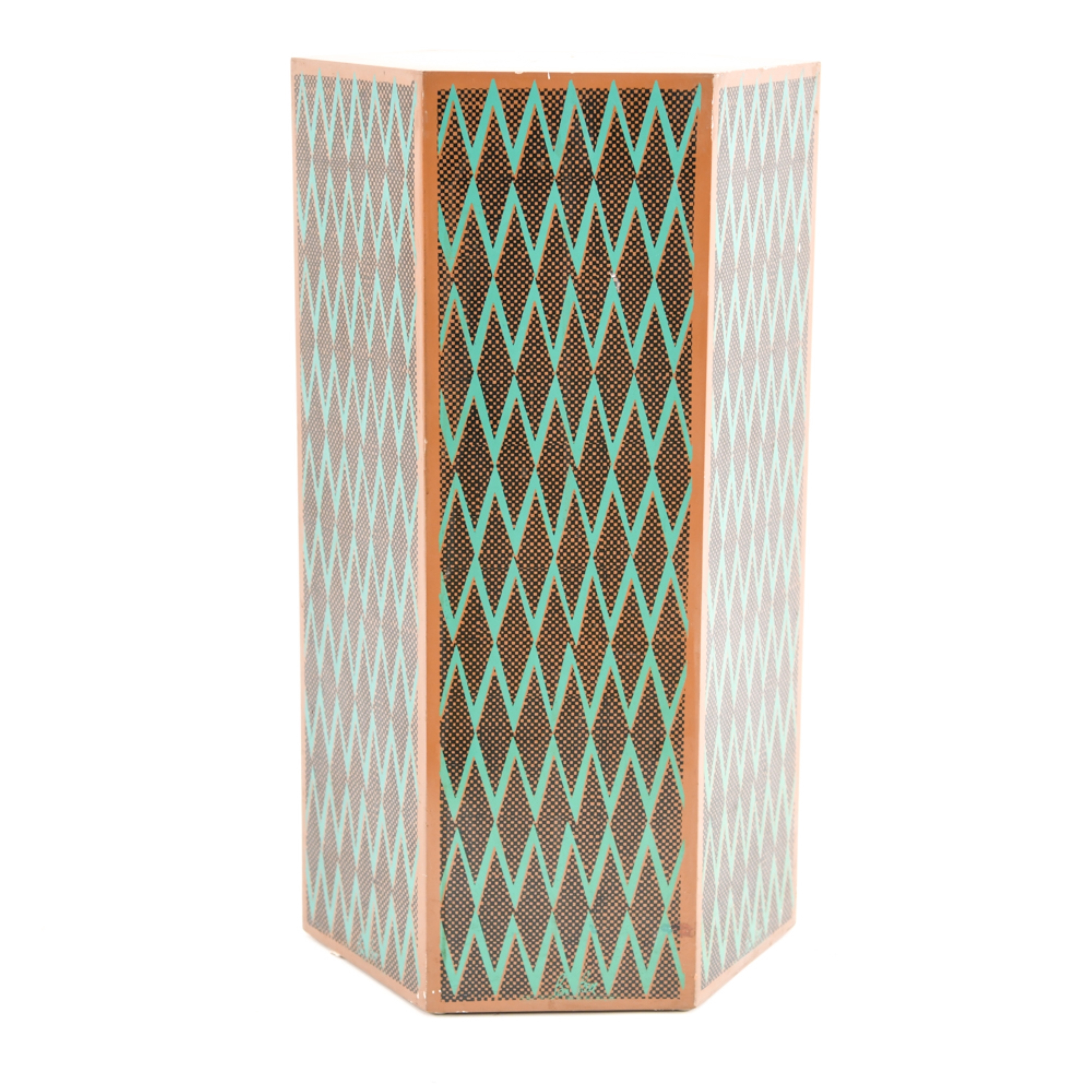 Bill Bell | BILL BELL OP-ART SCREEN PRINTED PEDESTAL TABLE | MutualArt