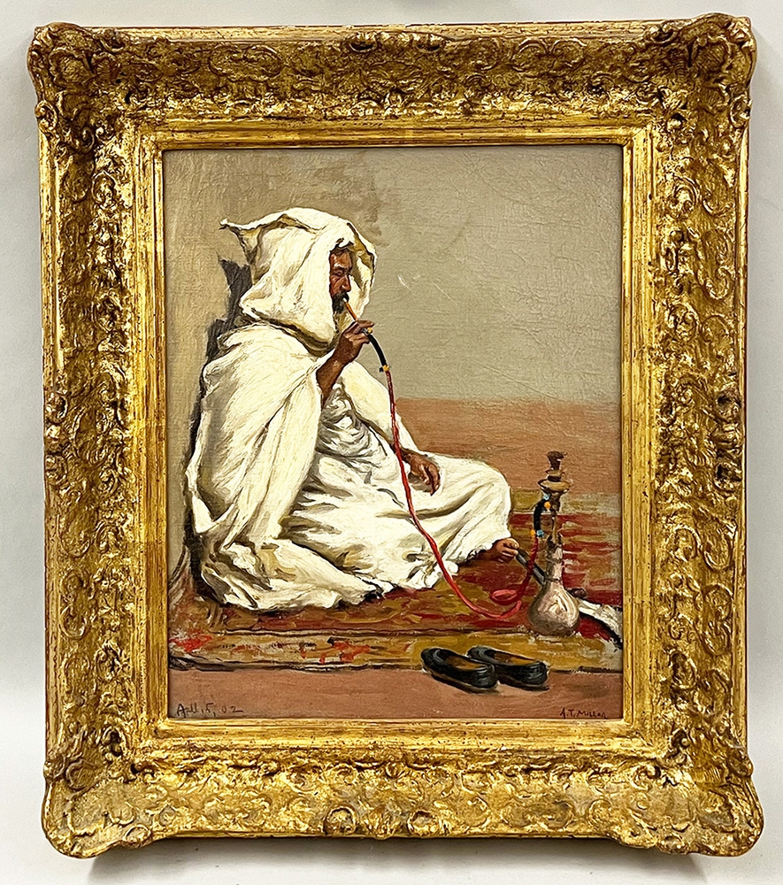 Addison Thomas Millar | Algerian man smoking a hookah (1894) | MutualArt