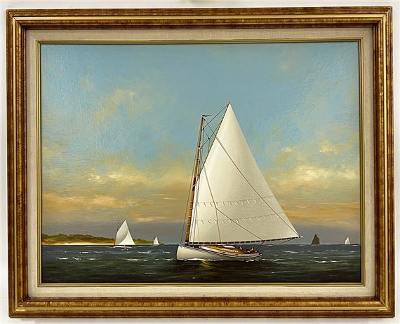 Vern Broe | sailboats off a sandy coast | MutualArt