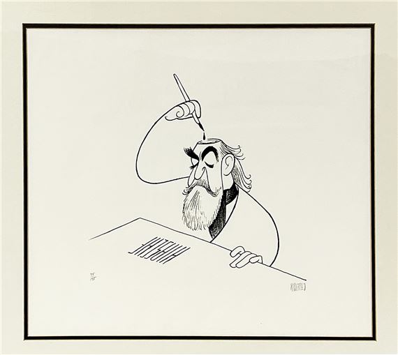 Al Hirschfeld | self portrait with his head depicted as an inkwell ...