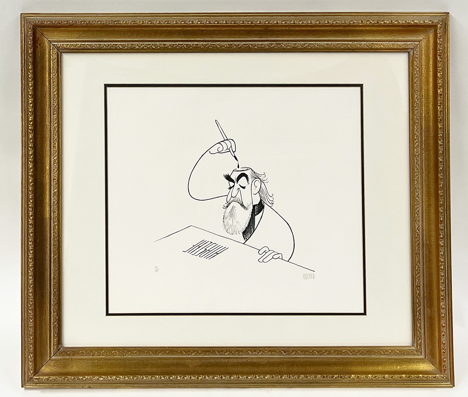 Al Hirschfeld | self portrait with his head depicted as an inkwell ...