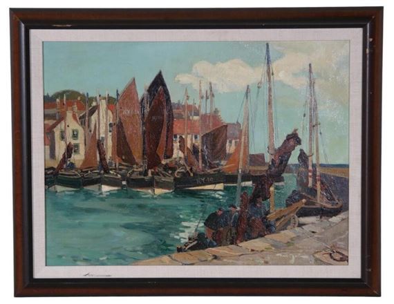 David G. Martin | DAVID MARTIN OIL ON CANVAS MEDITERRANEAN HARBOR ...