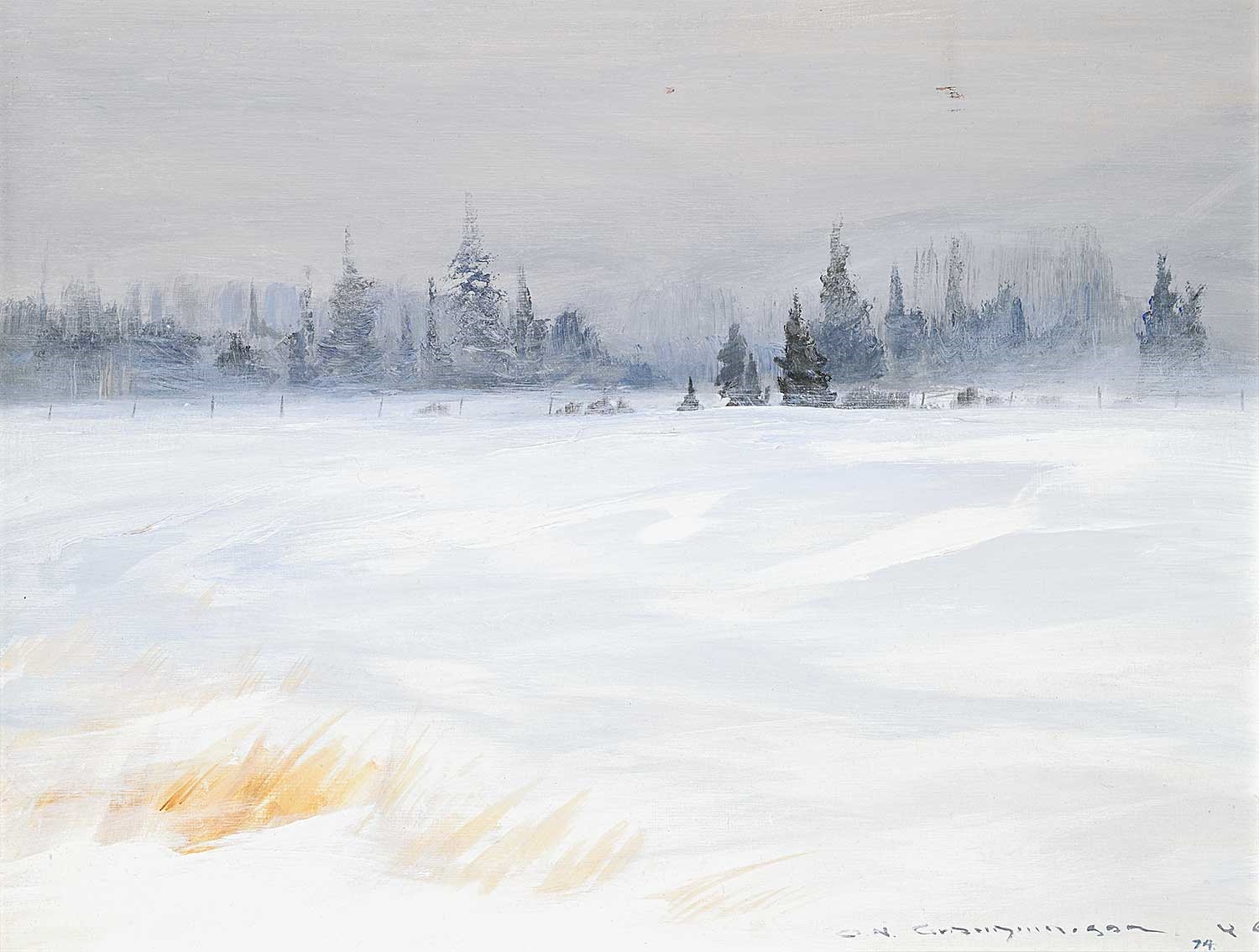 Orestes Nicholas de Grandmaison | Spruce Trees in Snowstorm (1974 ...