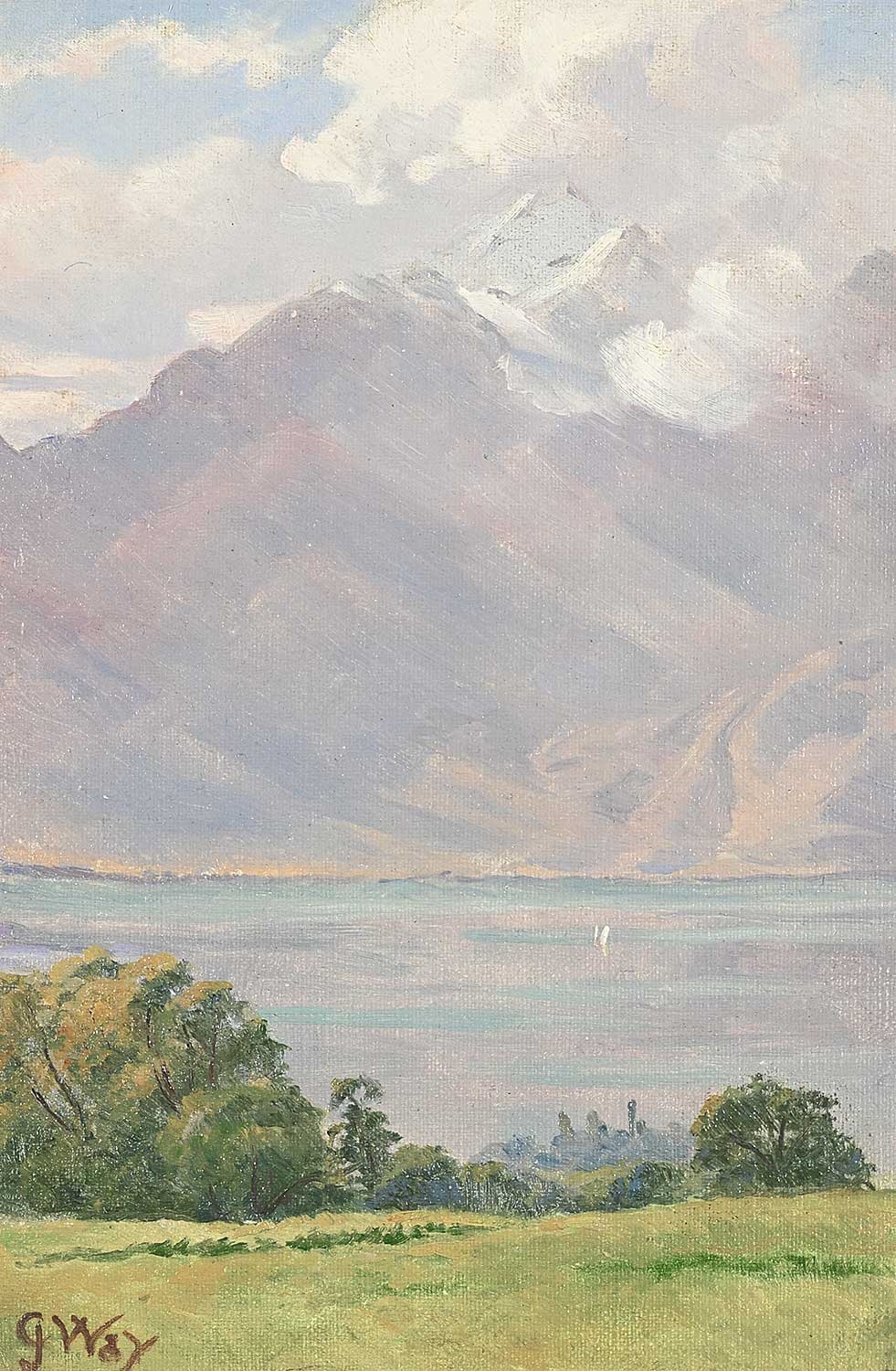 Charles Jones Way | Sailboat on Mountain Lake | MutualArt