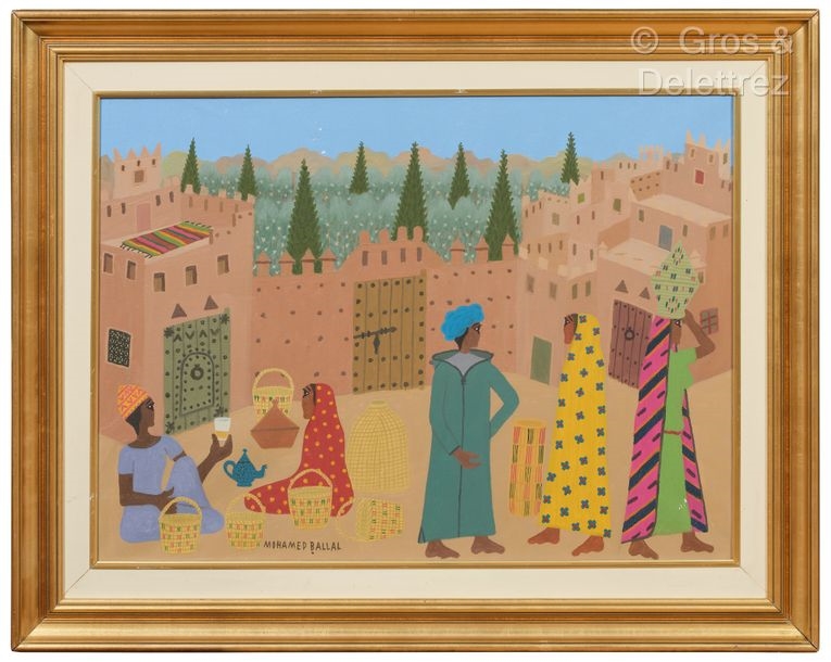 Mohamed Ben Allal | Market scene in front of the rampart gates | MutualArt