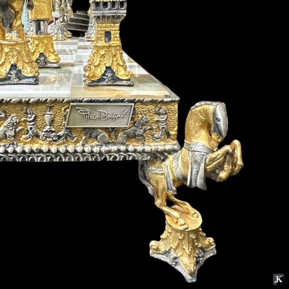 Piero Benzoni | Piero Benzoni Italian Onyx Marble Gilt Chess Set ...