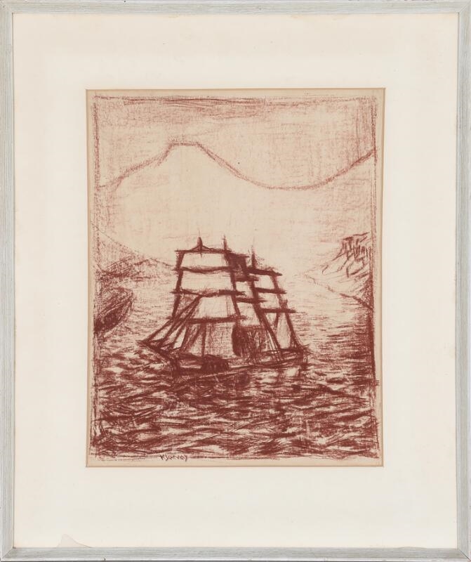 Jóhannes Kjarval | Procession in a rocky landskab and Boat at sea (1970 ...