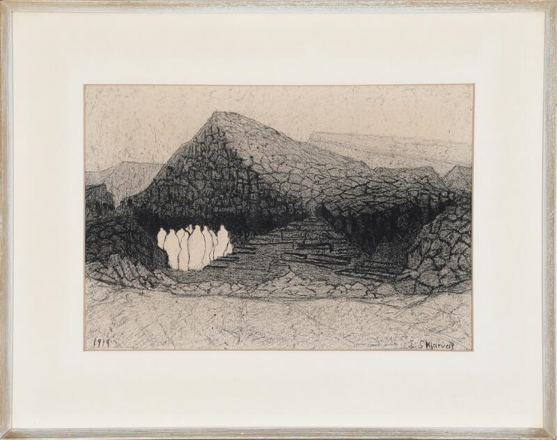 Jóhannes Kjarval | Procession in a rocky landskab and Boat at sea (1970 ...