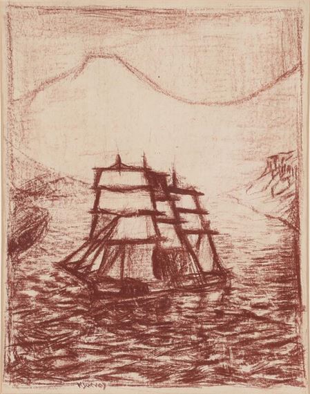 Jóhannes Kjarval | Procession in a rocky landskab and Boat at sea (1970 ...