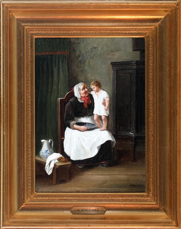 Christian Andreas Schleisner | A little boy to be washed | MutualArt