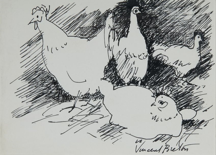 Vincent Breton | - Study of chickens | MutualArt