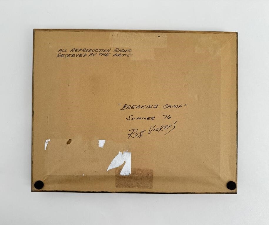 Russ Vickers | Russ Vickers Oil on Board Cowboy Painting (1970) | MutualArt