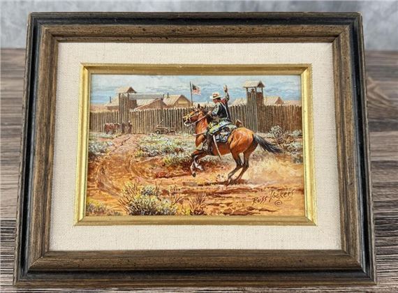 Russ Vickers | Russ Vickers Oil on Board Cowboy Painting (1970) | MutualArt