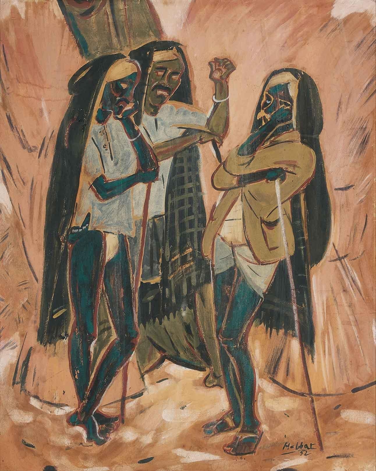Krishna Kattingeri Hebbar | Untitled (Farmers (1952) | MutualArt