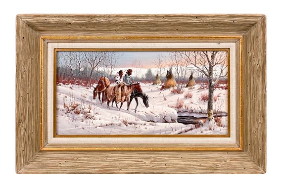 Ted Long | Ted Long (1932 - 2007) Winter on the Yellowstone Oil on ...