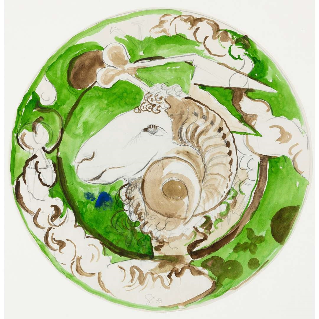 Graham Sutherland | DESIGN FOR A PLATE: RAM'S HEAD (1973) | MutualArt