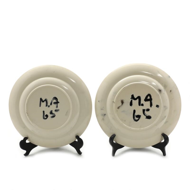 Mogens Andersen | Two faiance plates decorated with black glaze (1965 ...