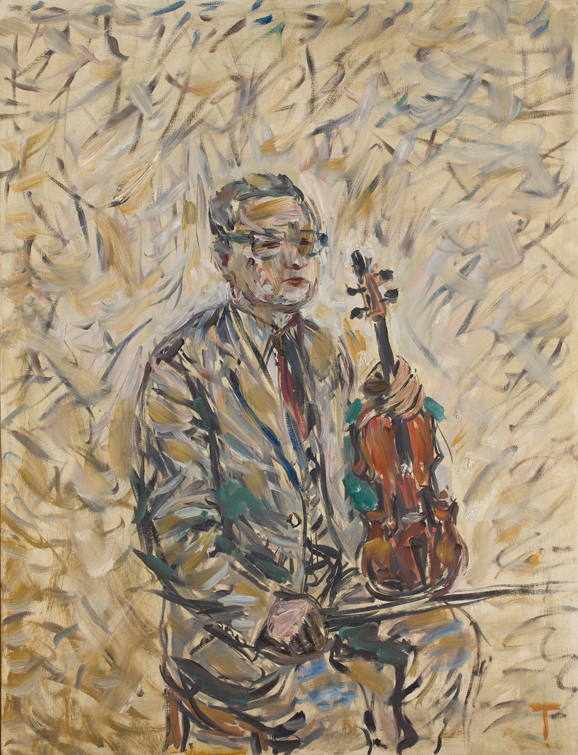Waclaw Taranczewski | Portrait of a violinist (1920) | MutualArt